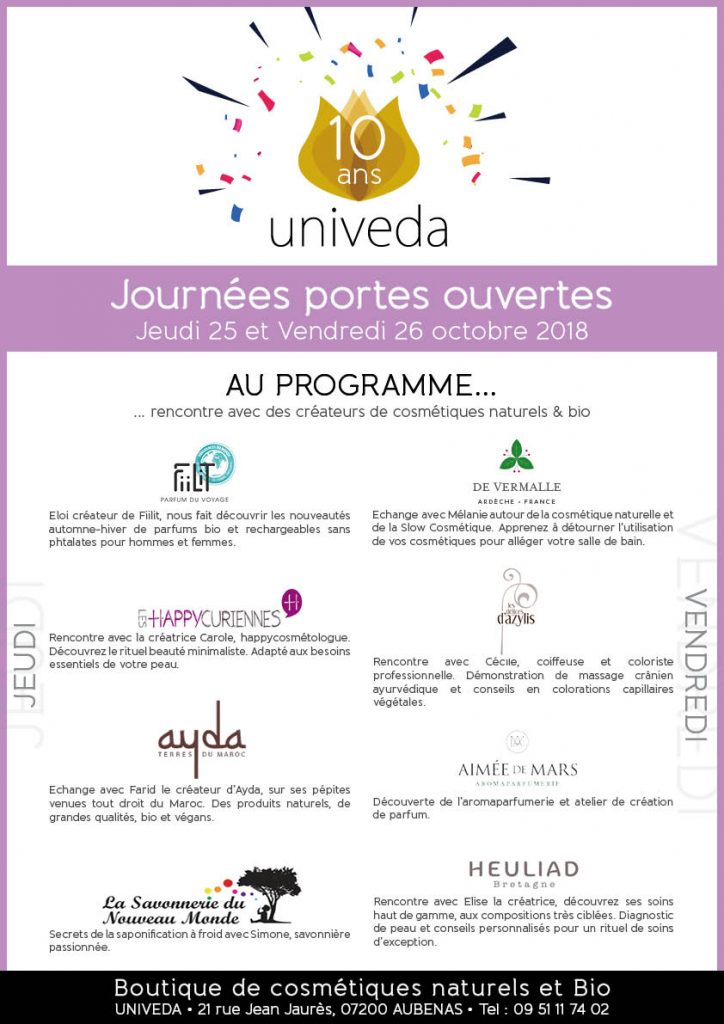 2 jours de festivité chez Univeda avec 8 créateurs de cosmétiques ...